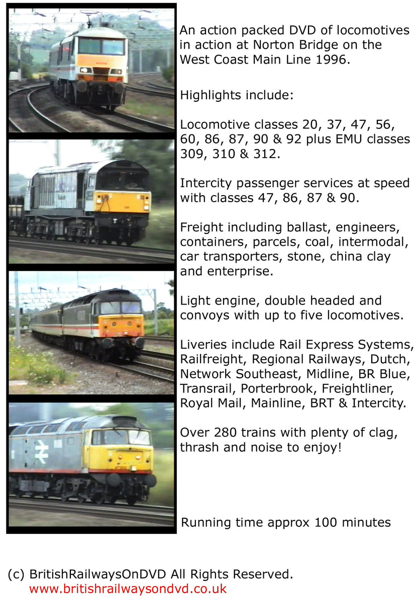 Locomotives in action at Norton Bridge 1996 - Railway DVD – British ...